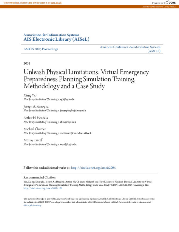 (PDF) Unleash Physical Limitations: Virtual Emergency Preparedness ...