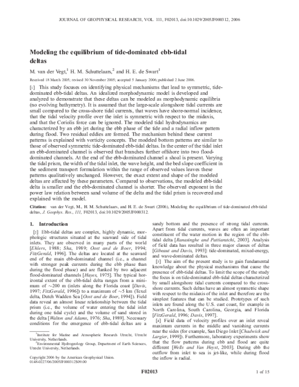(PDF) Modeling the equilibrium of tide-dominated ebb-tidal deltas