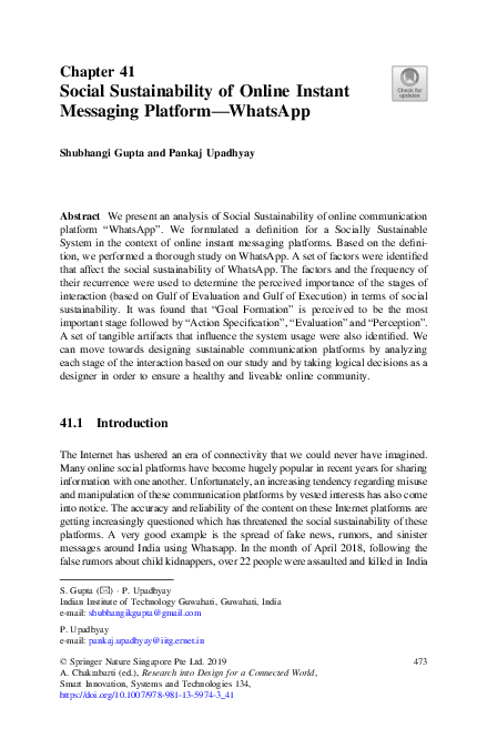 (PDF) Social Sustainability of Online Instant Messaging Platform—WhatsApp