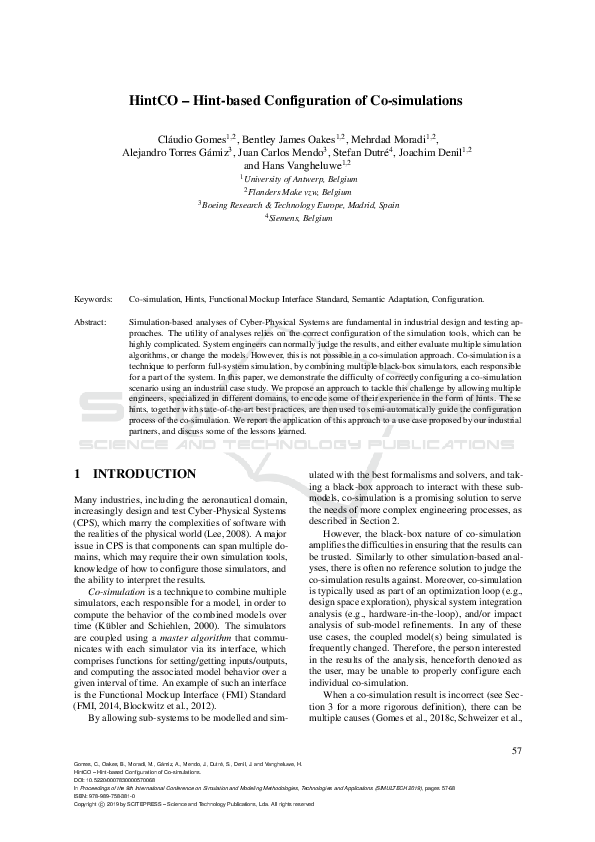 (PDF) HintCO – Hint-based Configuration of Co-simulations