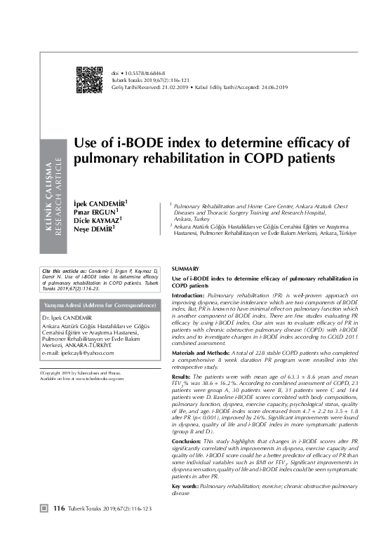 (PDF) Use of i-BODE index to determine efficacy of pulmonary ...