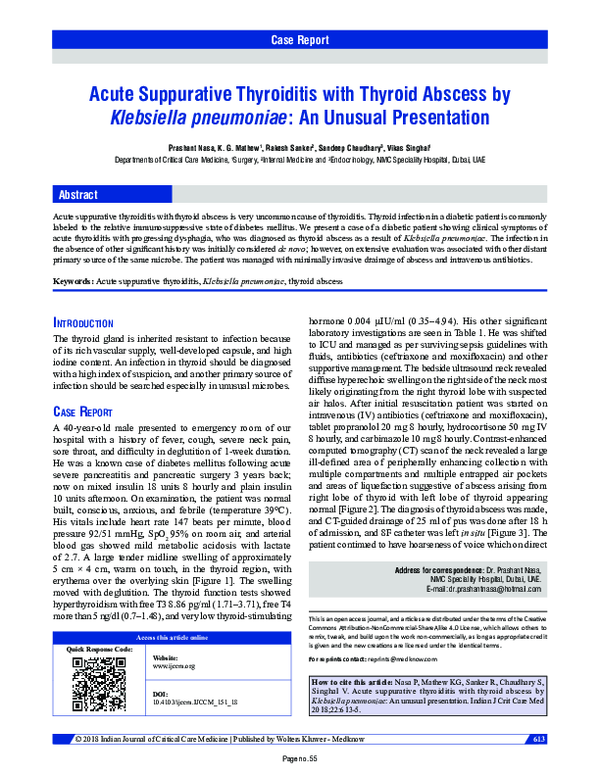 (PDF) Acute suppurative thyroiditis with thyroid abscess by Klebsiella ...