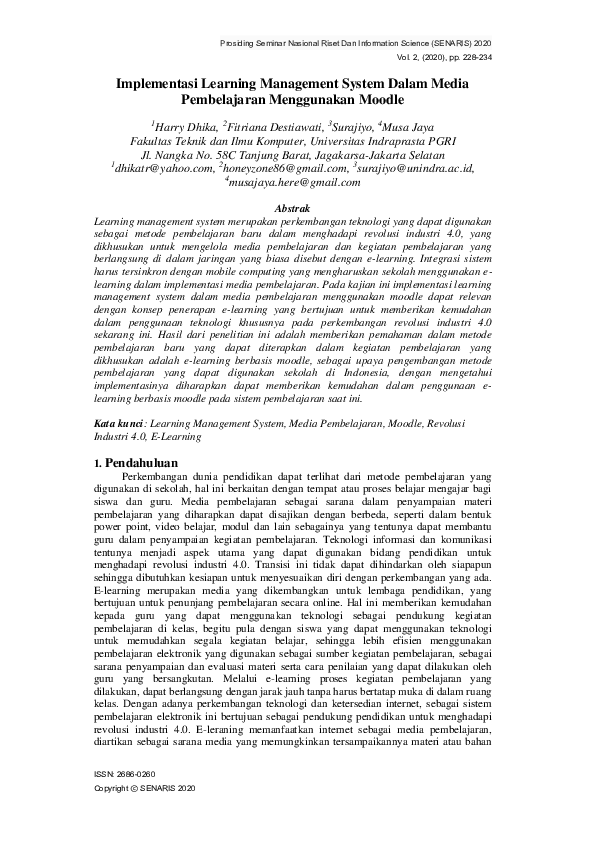 (PDF) Implementasi Learning Management System Dalam Media Pembelajaran Menggunakan Moodle