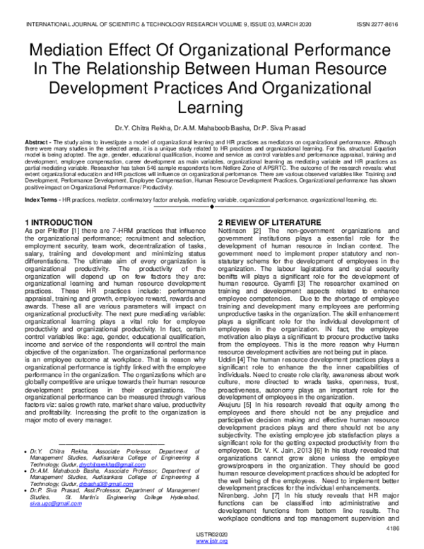 (PDF) Mediation Effect Of Organizational Performance In The Relationship Between Human Resource ...