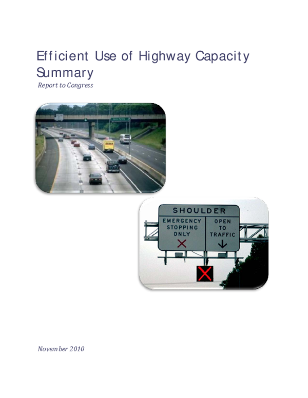 (PDF) Efficient Use of Highway Capacity Summary