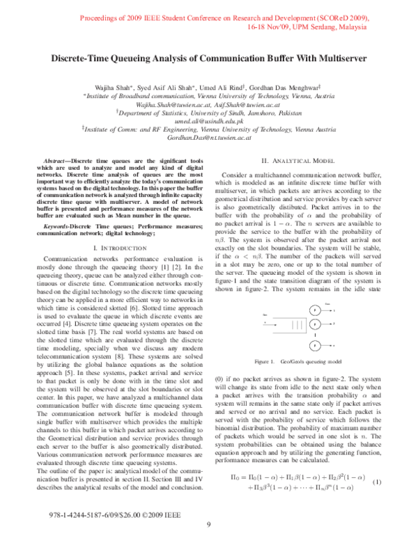 Pdf Discrete Time Queueing Analysis Of Communication Buffer With Multiserver