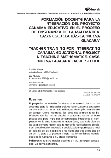 (PDF) Formación docente para la integración del proyecto Canaima ...