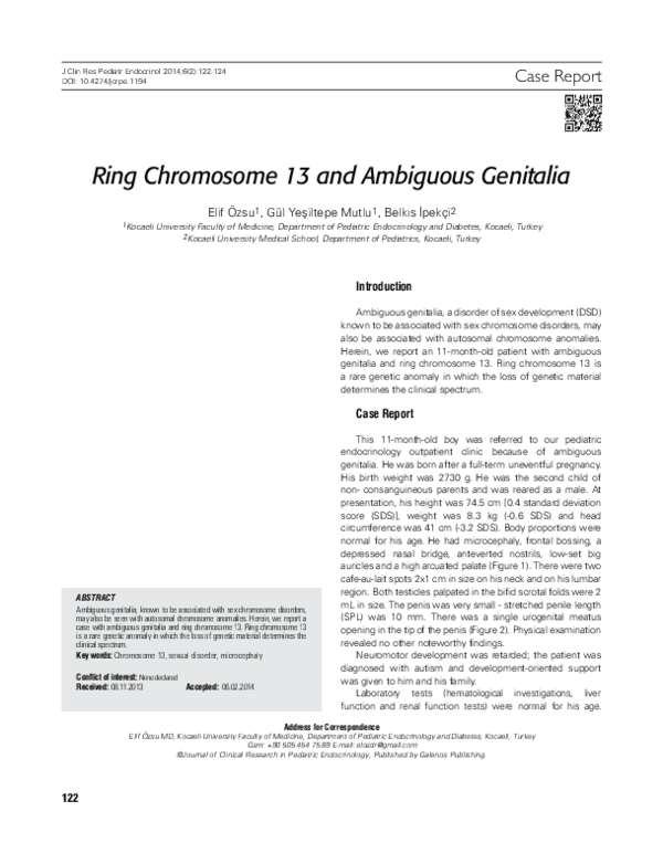 (PDF) Ring Chromosome 13 and Ambiguous Genitalia