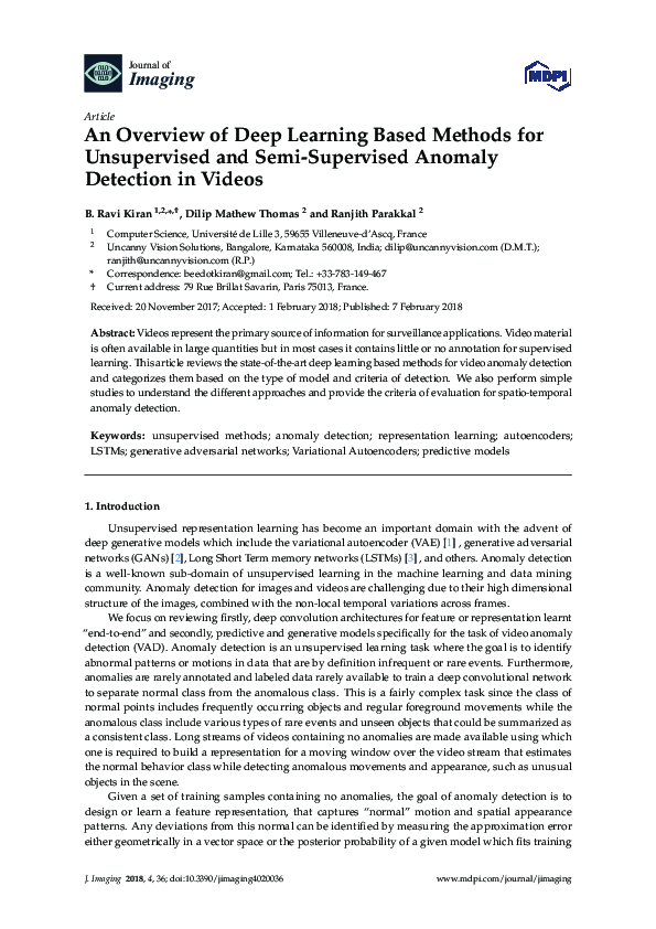 Pdf An Overview Of Deep Learning Based Methods For Unsupervised And
