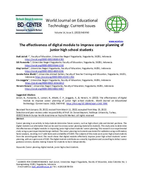 (PDF) The effectiveness of digital module to improve career planning of ...