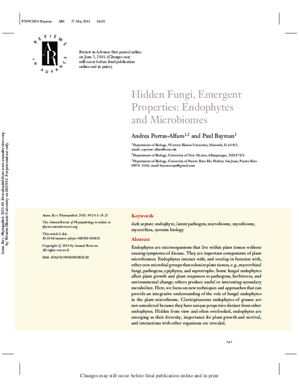 (PDF) Hidden Fungi, Emergent Properties: Endophytes and Microbiomes