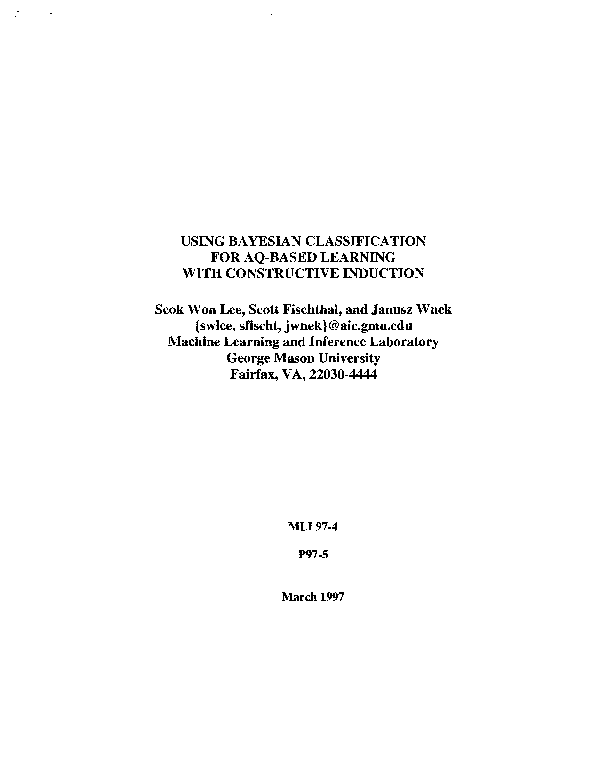 (PDF) Using Bayesian Classification for Aq-Based Learning with Constructive Induction