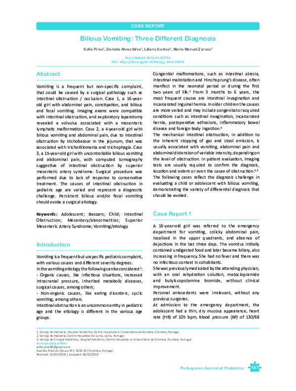 (PDF) Bilious Vomiting: Three Different Diagnosis | Sofia Pires ...