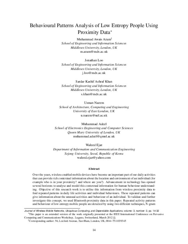 (PDF) Behavioural Patterns Analysis of Low Entropy People Using ...