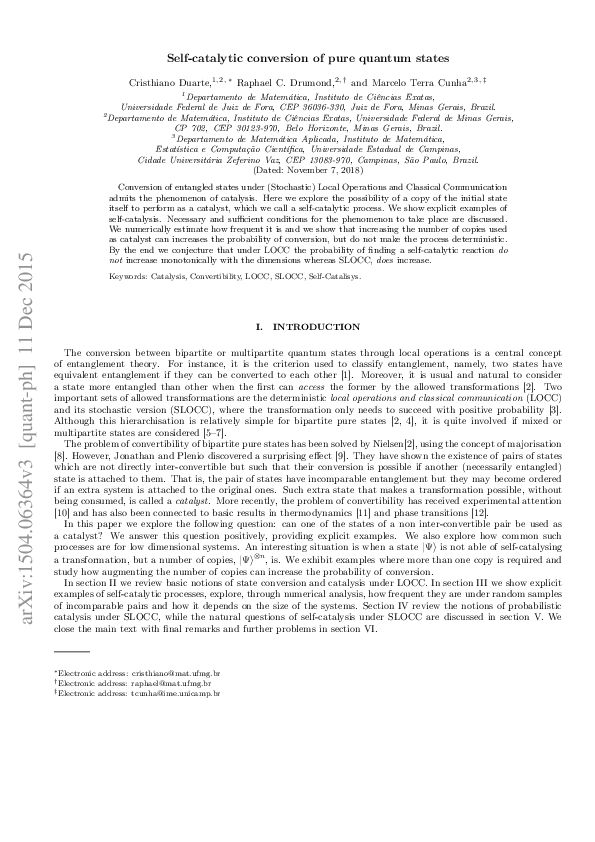 (PDF) Self-catalytic conversion of pure quantum states