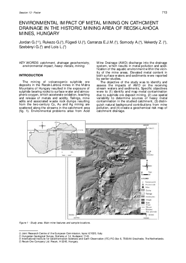 (PDF) Environmental impact of metal mining on catchment drainage in the historic mining area of ...