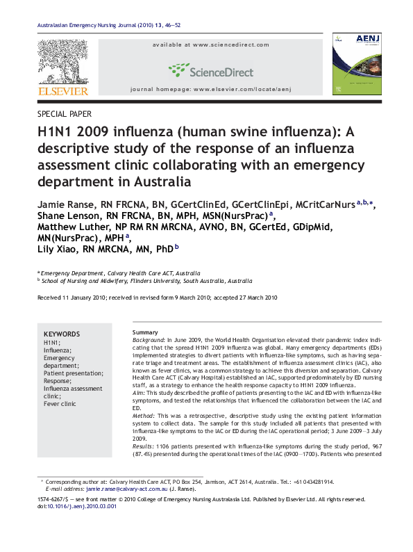 (PDF) H1N1 2009 influenza (human swine influenza): A descriptive study ...