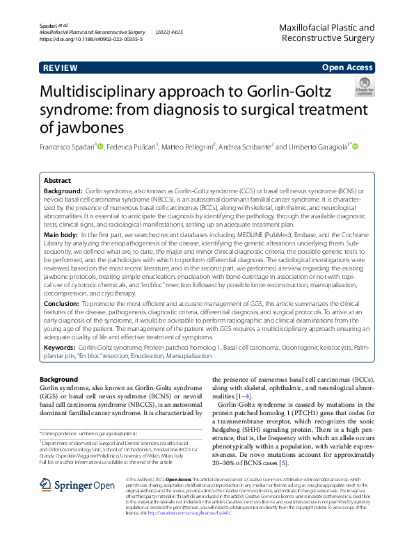(PDF) Multidisciplinary approach to Gorlin-Goltz syndrome: from ...