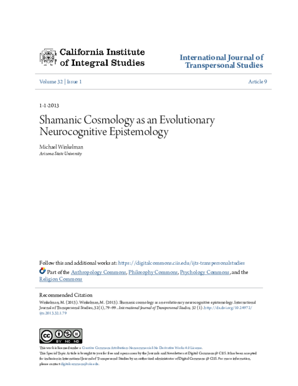 (PDF) Shamanic Cosmology as an Evolutionary Neurocognitive Epistemology
