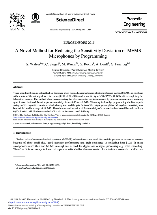 (PDF) A Novel Method for Reducing the Sensitivity Deviation of MEMS ...