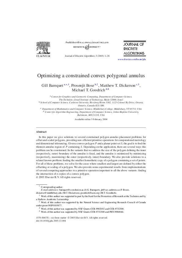 (PDF) Optimizing a constrained convex polygonal annulus
