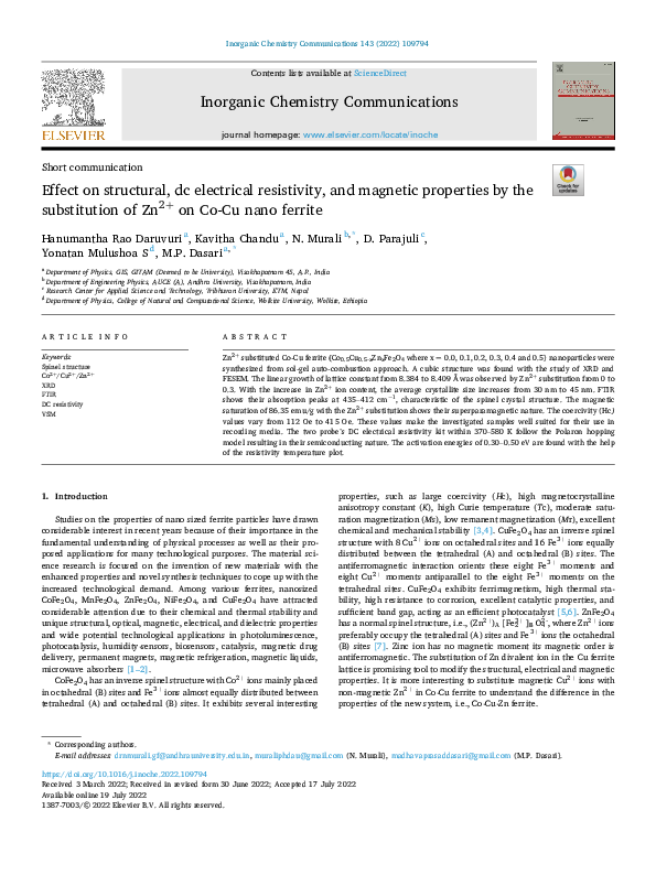 (PDF) Effect on structural, dc electrical resistivity, and magnetic properties by the ...
