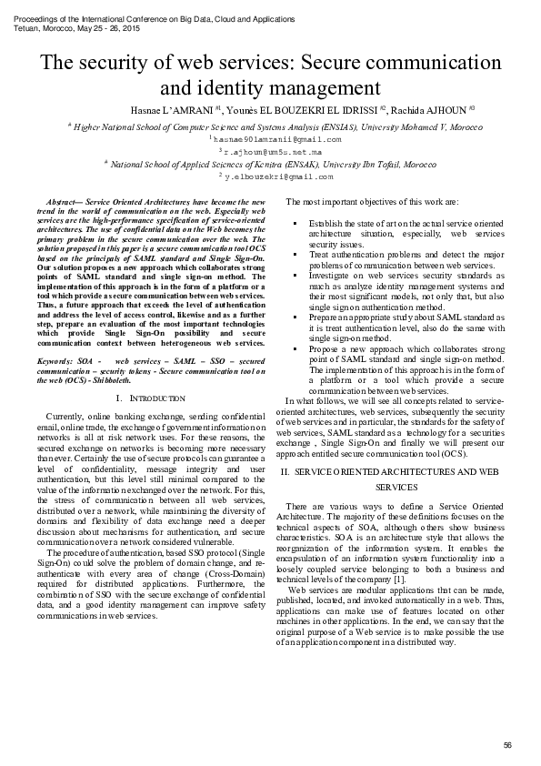 (PDF) The Security of Web Services: Secure Communication and Identity Management