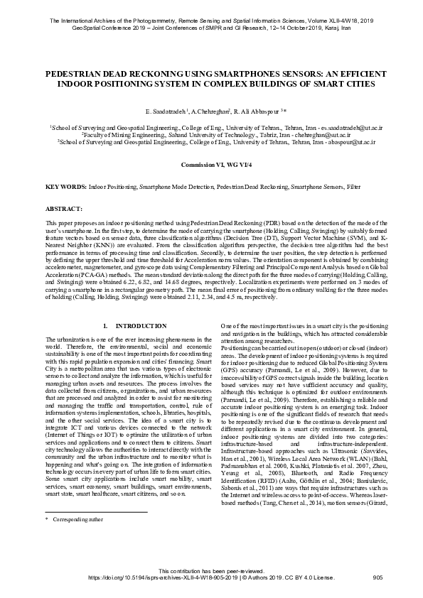 (PDF) Pedestrian Dead Reckoning Using Smartphones Sensors: An Efficient Indoor Positioning ...