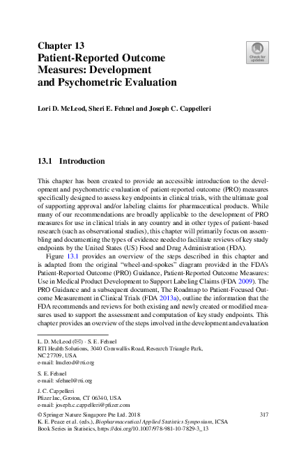 (PDF) Patient-Reported Outcome Measures: Development and Psychometric Evaluation