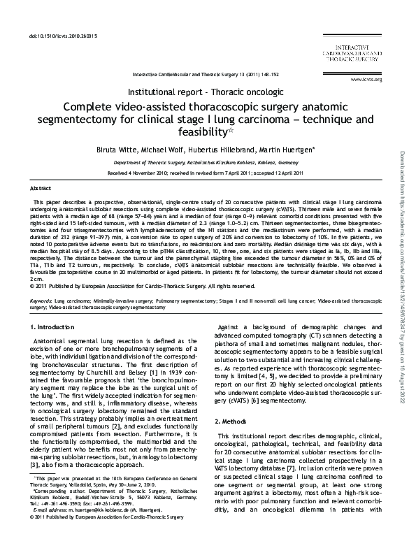 (PDF) Complete video-assisted thoracoscopic surgery anatomic ...