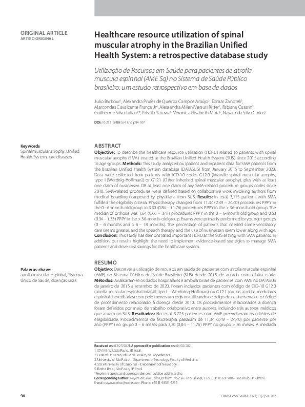 (PDF) Healthcare resource utilization of spinal muscular atrophy in the ...