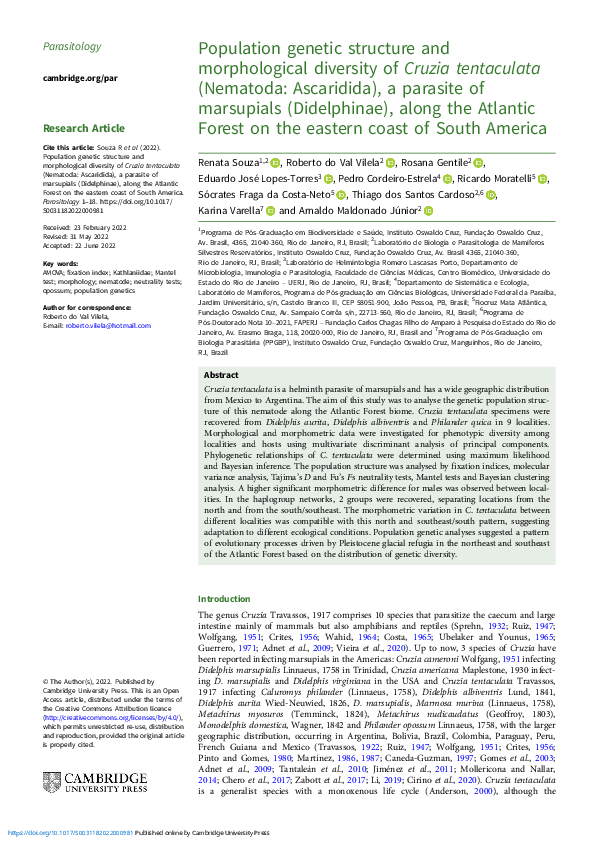 (PDF) Genetic and Morphological Diversity of Cruzia