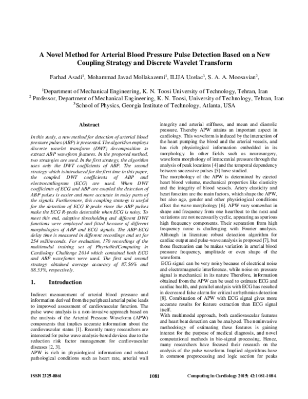 (PDF) A novel method for arterial blood pressure pulse detection based on a new coupling ...