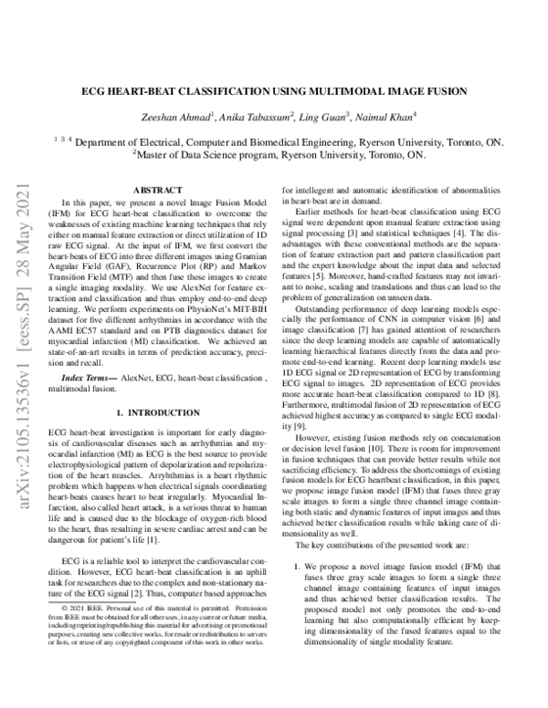 (PDF) ECG Heart-Beat Classification Using Multimodal Image Fusion