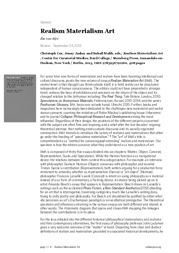 (PDF) Exploring Realism and Materialism in Art