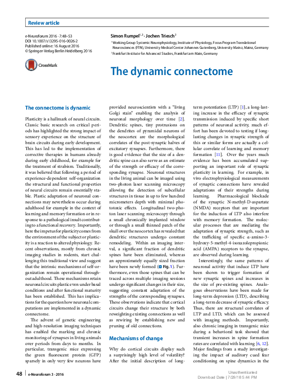 (PDF) The dynamic connectome | Jochen Triesch - Academia.edu