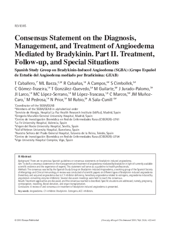 (PDF) Consensus statement on the diagnosis, management, and treatment ...