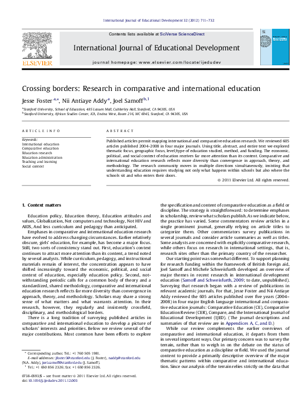 (PDF) Crossing borders: Research in comparative and international education
