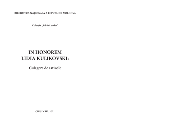 (PDF) In Honorem Lidia Kulikovski
