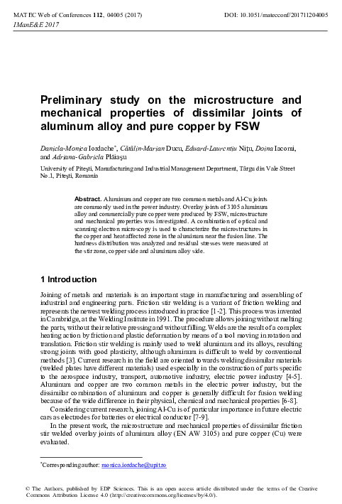 (PDF) Preliminary study on the microstructure and mechanical properties of dissimilar joints of ...