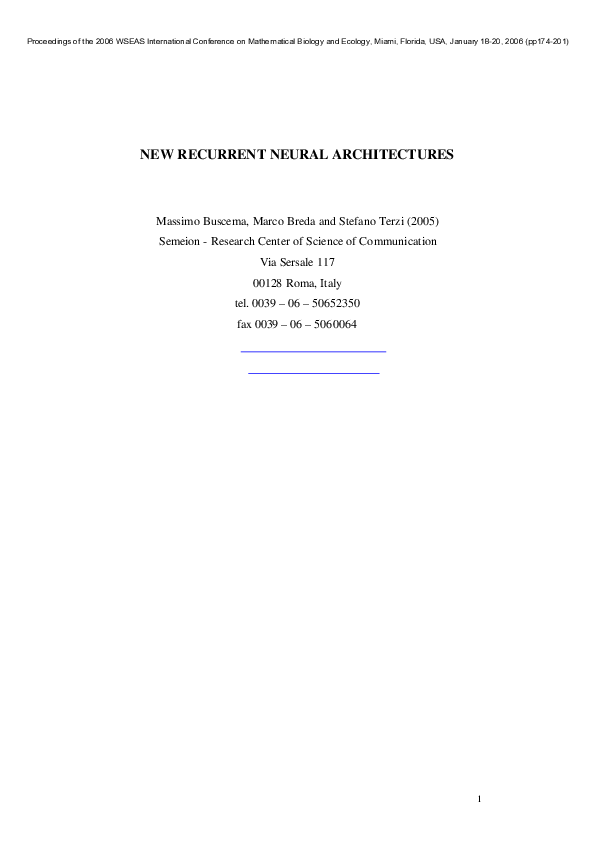 (PDF) New Recurrent Neural Architectures