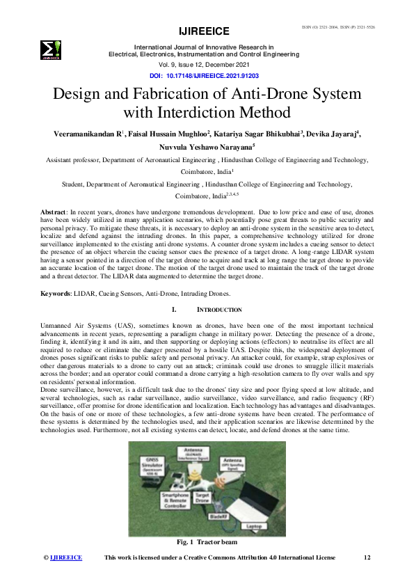 (PDF) Design and Fabrication of Anti-Drone System with Interdiction Method