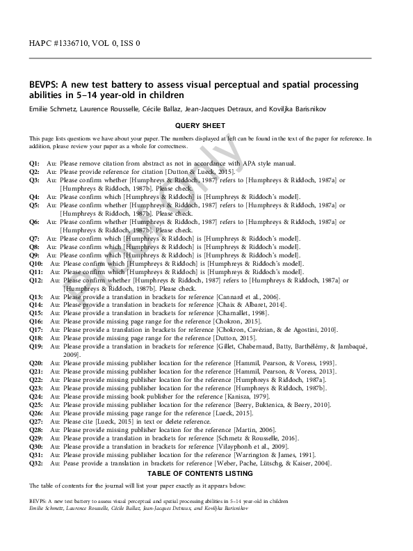 (PDF) The BEVPS: A new test battery to assess visual perceptual and ...