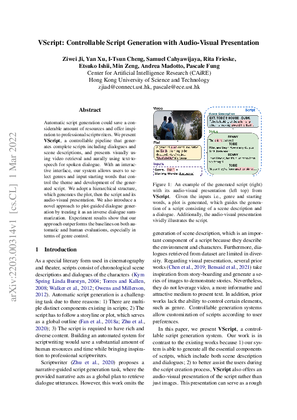 (PDF) VScript: Controllable Script Generation with Audio-Visual ...