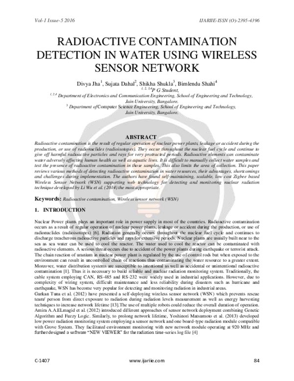 (PDF) Radioactive Contamination Detection in Water Using Wireless ...