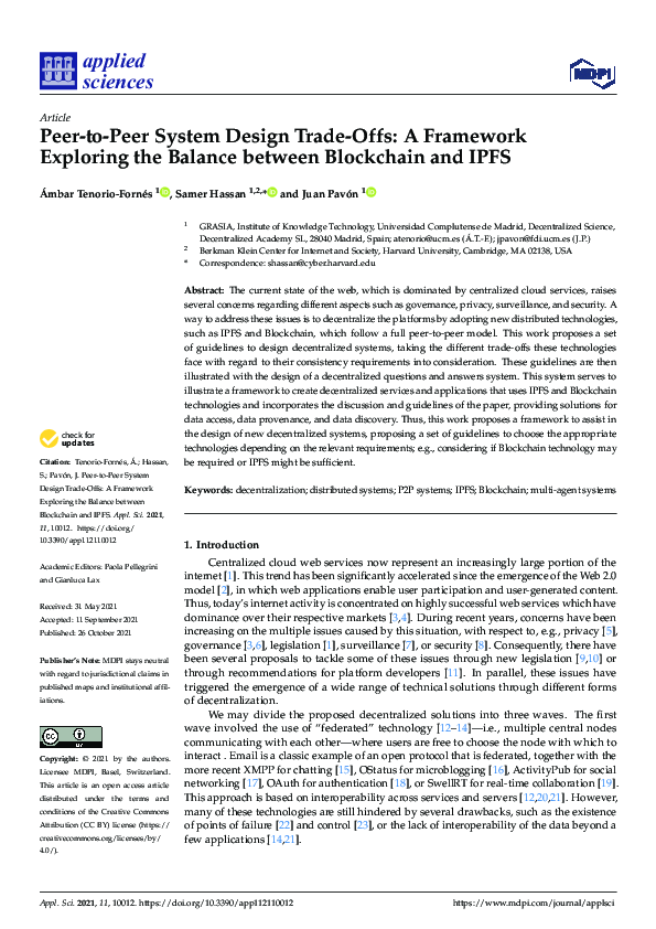 (PDF) Peer-to-Peer System Design Trade-Offs: A Framework Exploring the ...