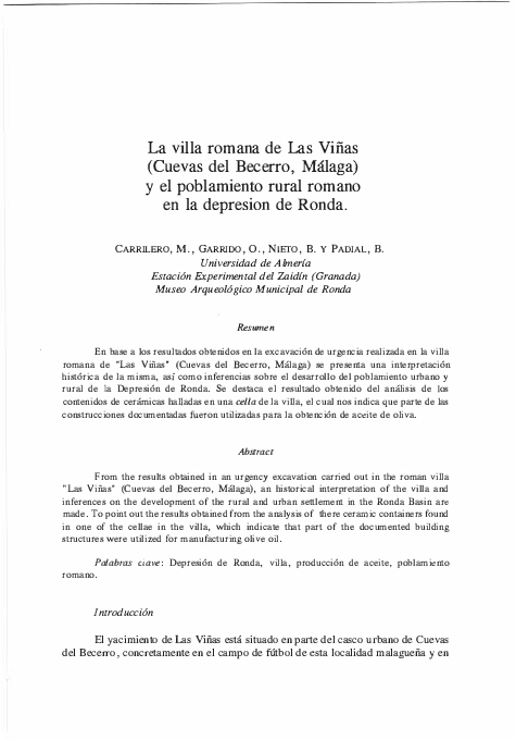 (PDF) La villa romana de Las Viñas (Cuevas del Becerro, Málaga) y el ...
