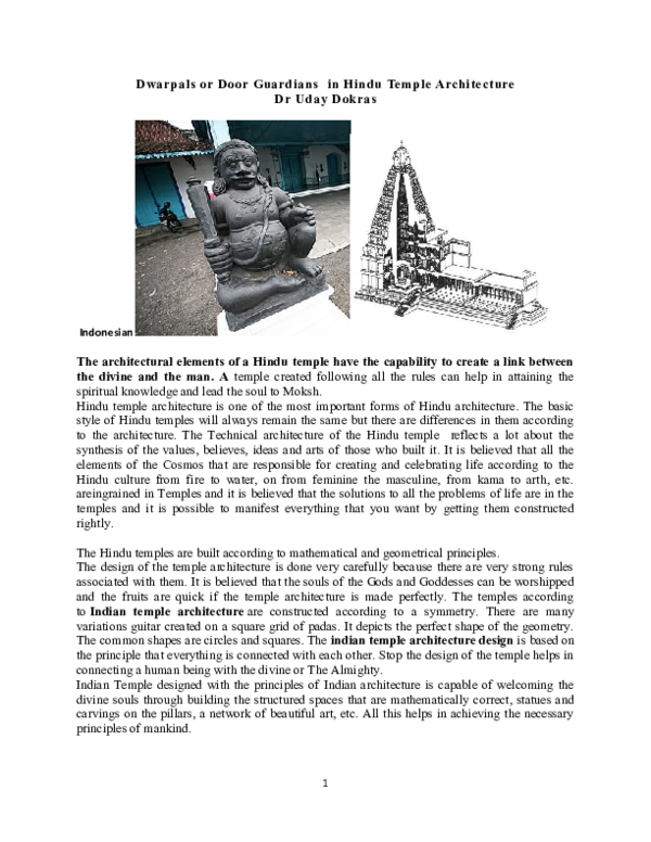 (DOC) Dwarpals or Door Guardians in Hindu Temple Architecture