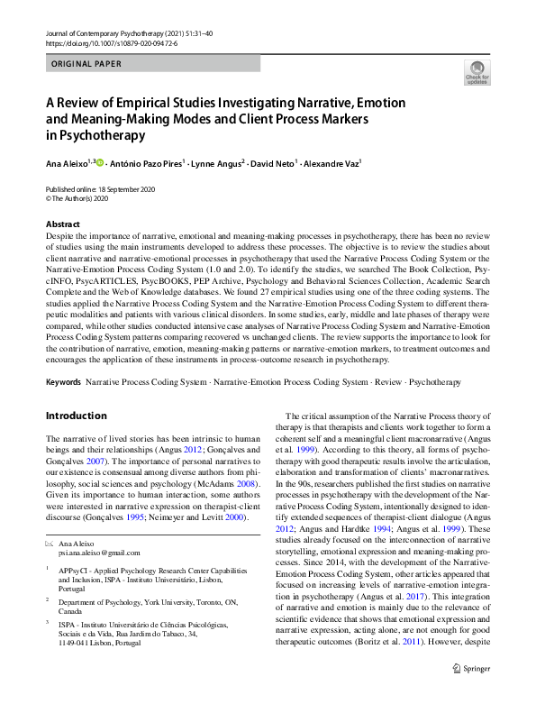 (PDF) A Review of Empirical Studies Investigating Narrative, Emotion and Meaning-Making Modes ...