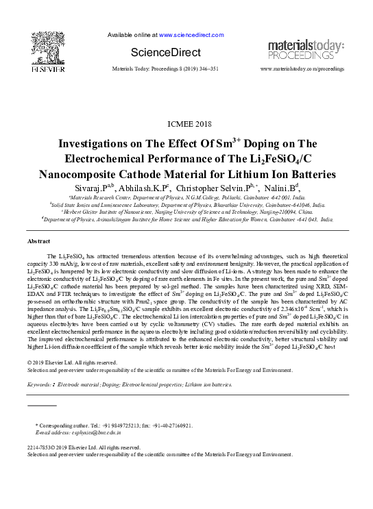 (PDF) Investigations on The Effect Of Sm3+ Doping on The Electrochemical Performance of The ...